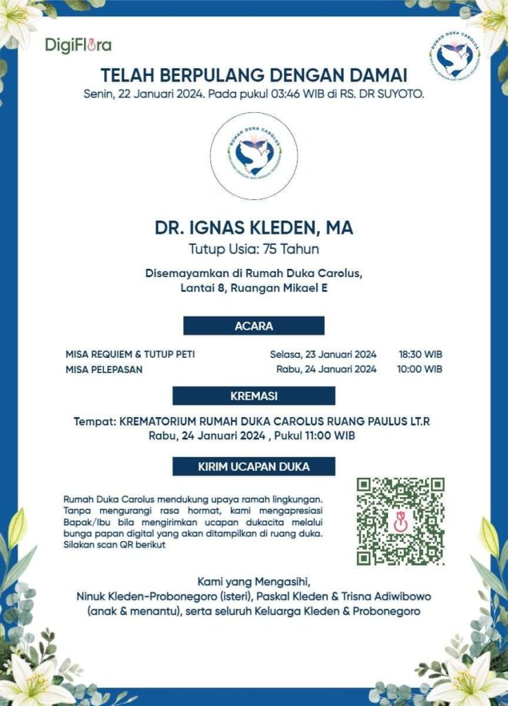 Sosiolog Ignas Kleden Tutup Usia - KATOLIKANA